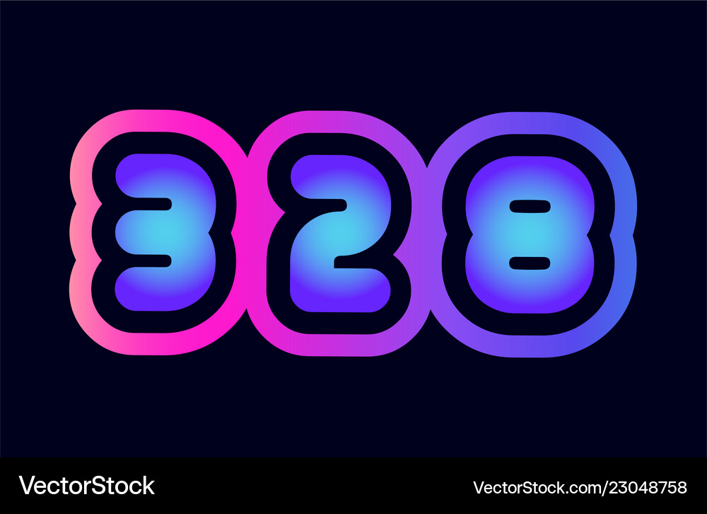 328 pink blue gradient number logo icon design Vector Image