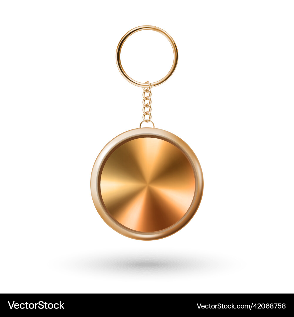 3d realistic golden round keychain ring Royalty Free Vector
