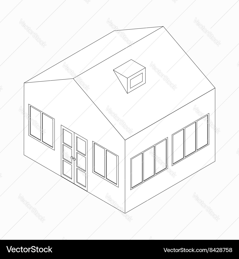 Big detached house icon isometric 3d style Vector Image