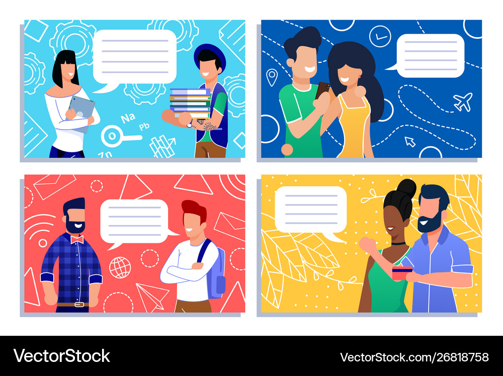 Cartoon people community having short dialog set Vector Image