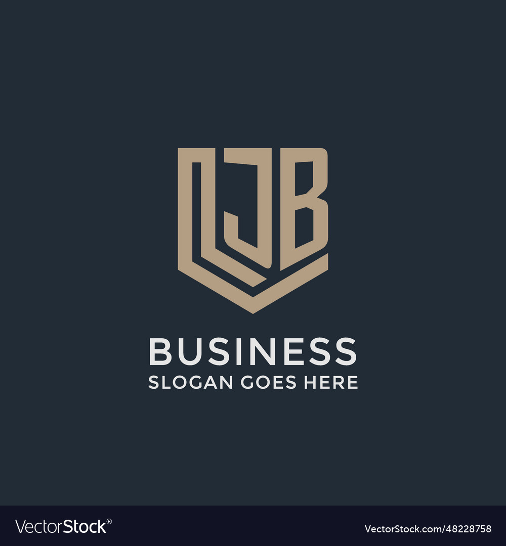 Initial jb logo shield guard shapes logo idea Vector Image