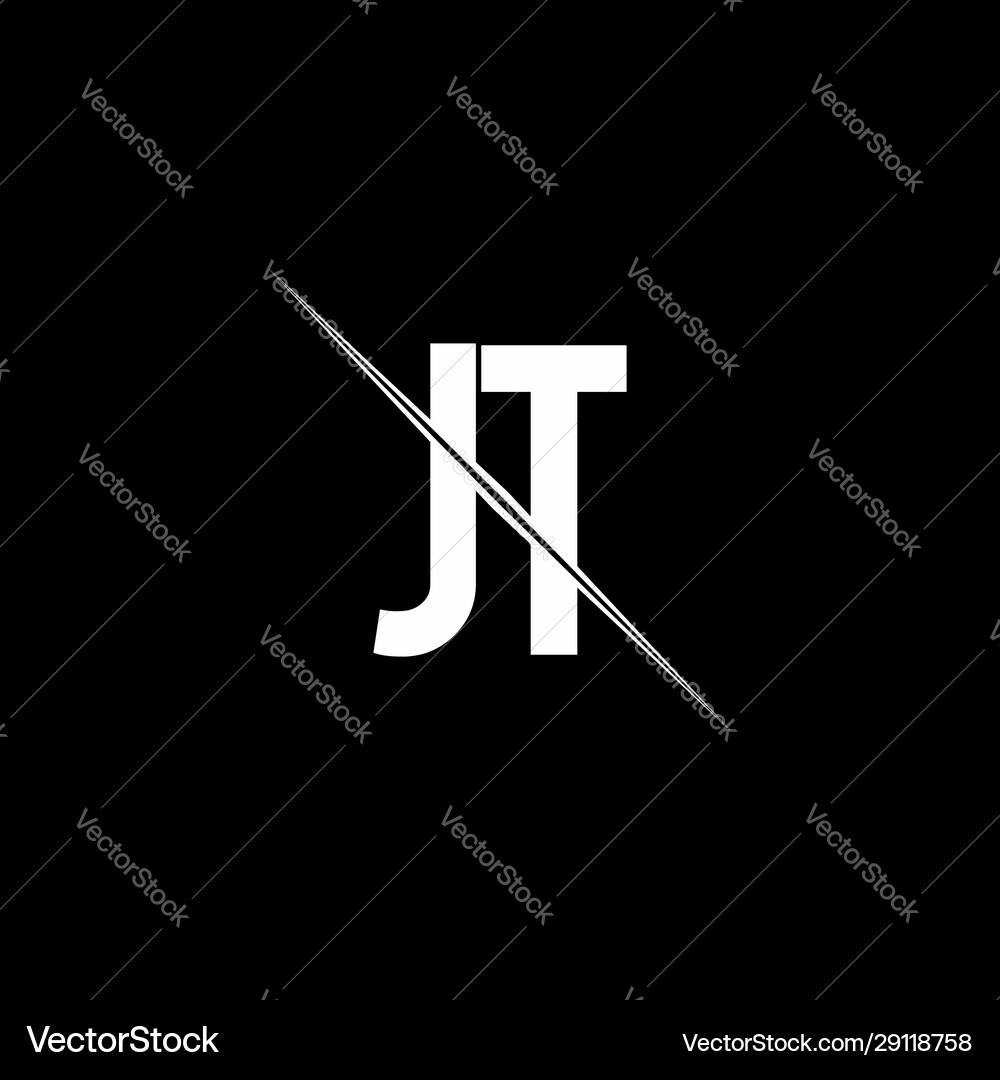 Jt logo monogram with slash style design template Vector Image