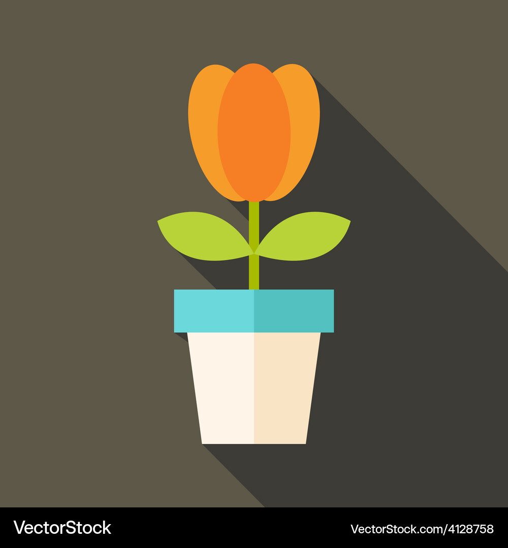 Pot with tulip flower Royalty Free Vector Image