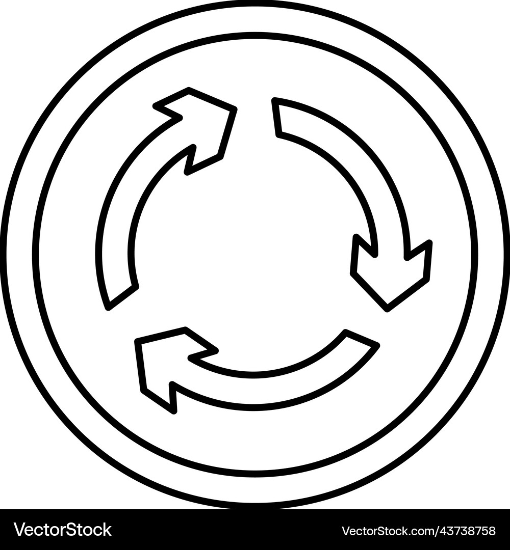 Roundabout road sign line icon Royalty Free Vector Image