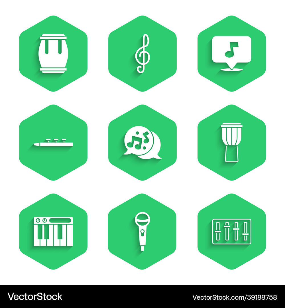 Set music note tone microphone sound mixer Vector Image
