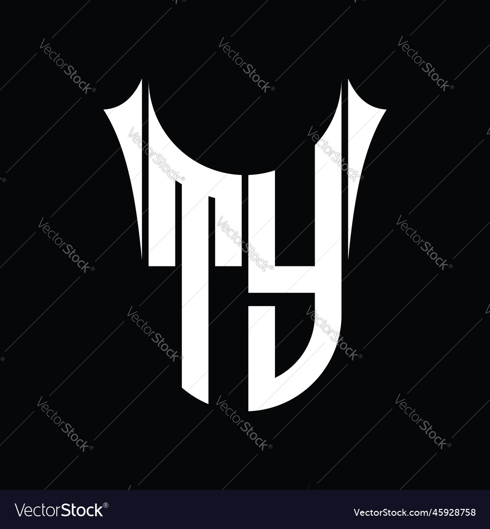 Ty logo monogram shield sharp half round shape Vector Image