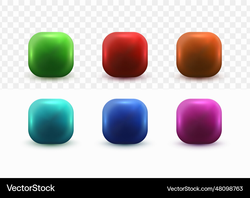 3d buttons set for social media icon template Vector Image