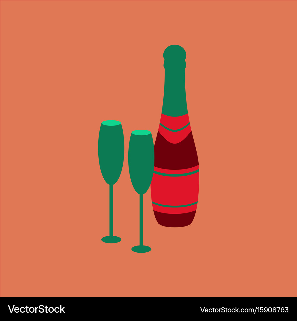 Flat on background of champagne Royalty Free Vector Image
