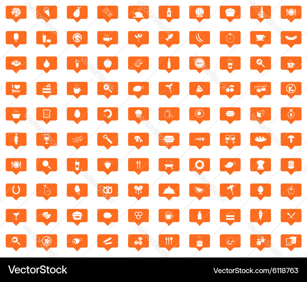 Food orange message icons set Royalty Free Vector Image