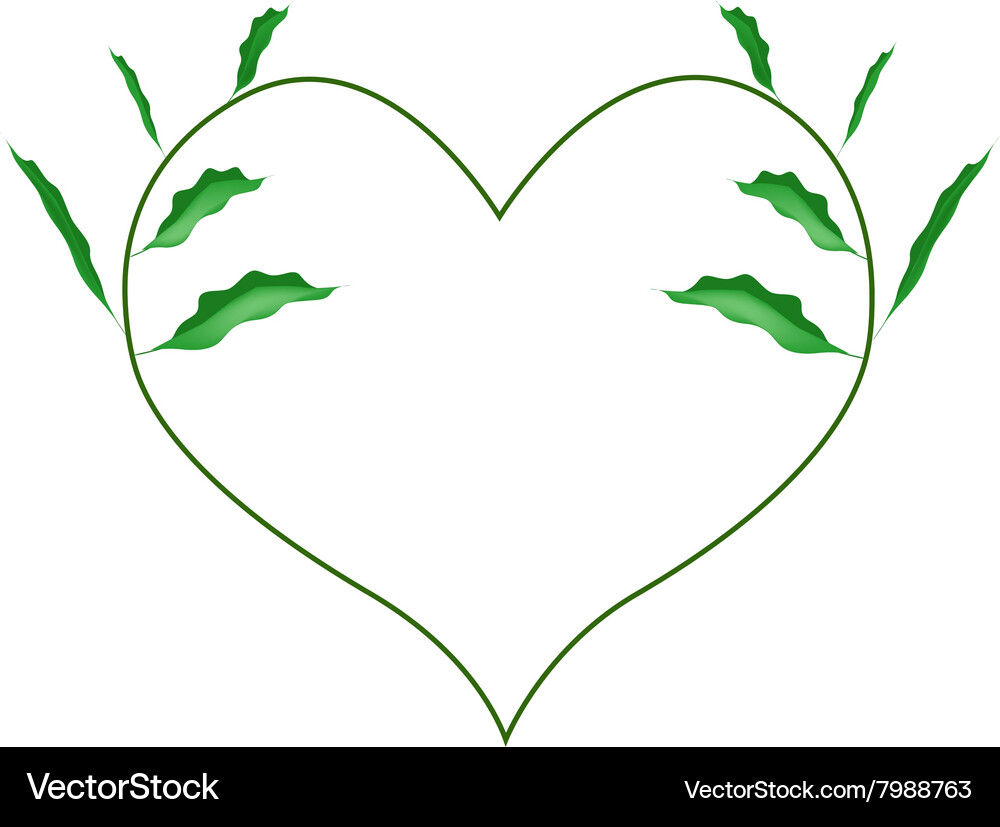 Fresh green leaves in a heart frame Royalty Free Vector