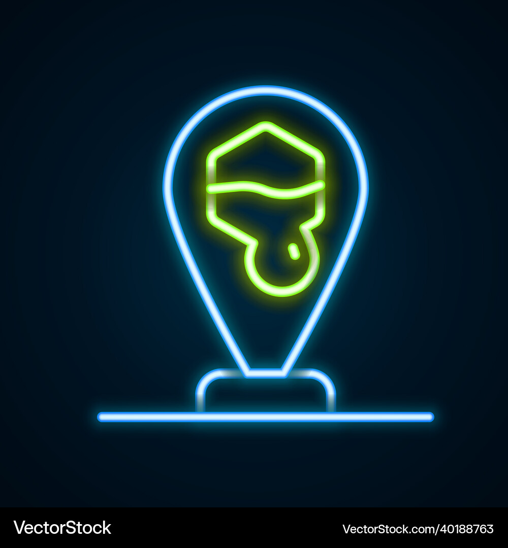 Glowing neon line honeycomb bee location map pin Vector Image