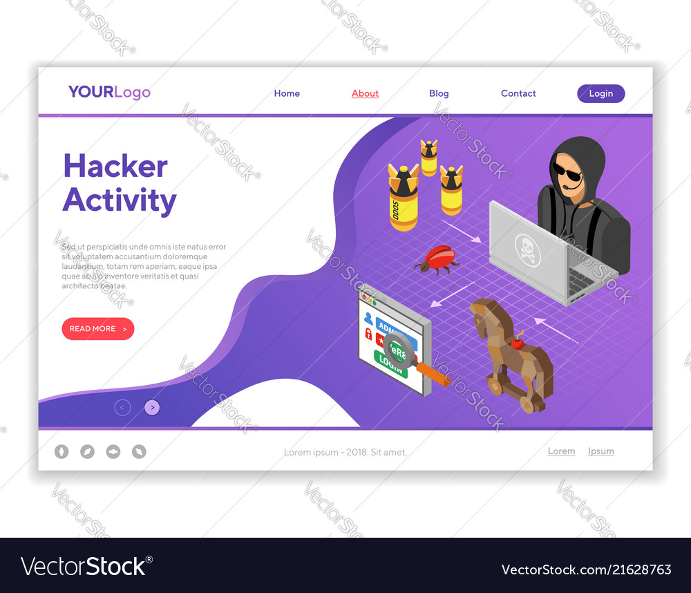 Hacker Activity Concept Isometric Royalty Free Vector Image