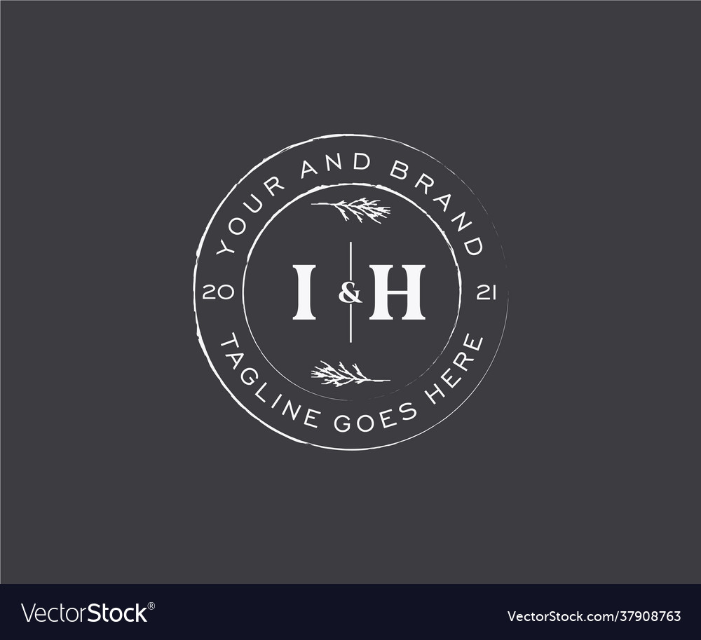 Initial ih letters floral frames botanical Vector Image Initial ih letters floral frames botanical Vector Image