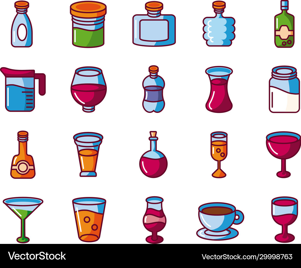 Liquor drinks and beverages icon set fill style Vector Image