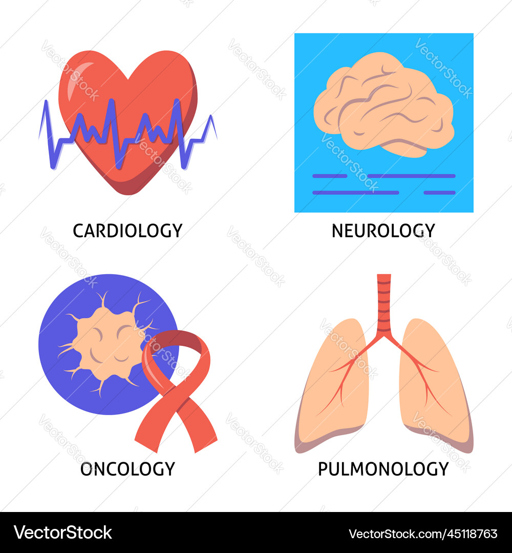 Medical specializations icon set in flat style Vector Image