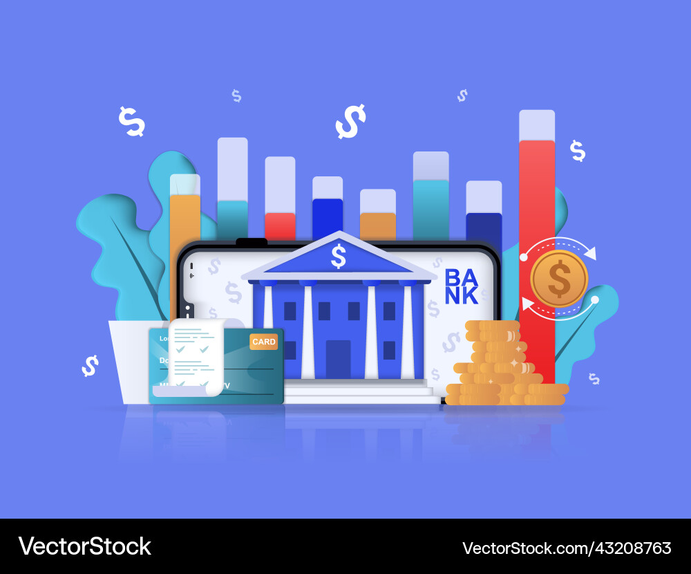 Mobile banking concept 3d icon Royalty Free Vector Image