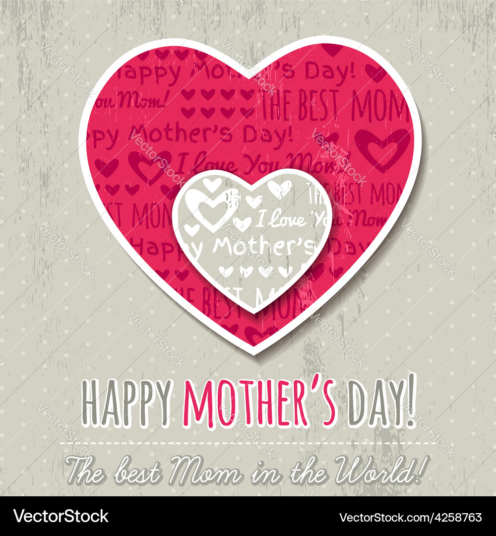 Mothers day card with hearts Royalty Free Vector Image