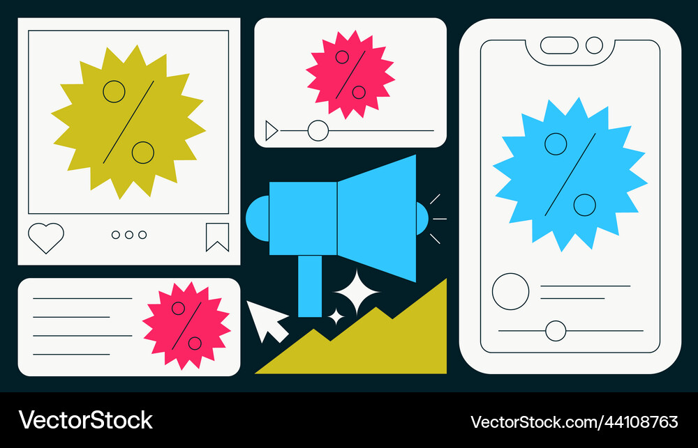 Online ad on social media Royalty Free Vector Image