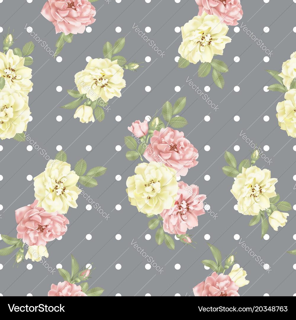 Realistic pink rose 3d seamless roses Royalty Free Vector