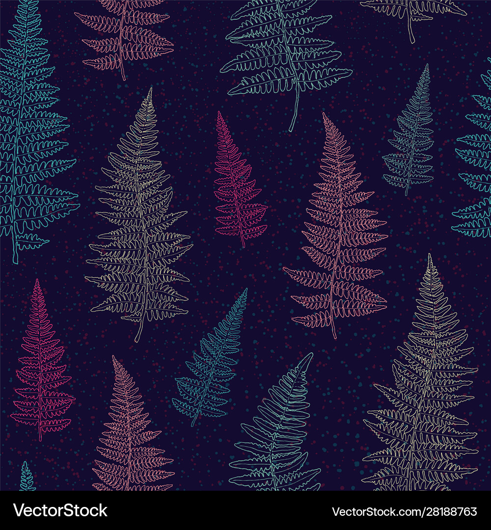 Seamless pattern with hand drawn fern leaves Vector Image
