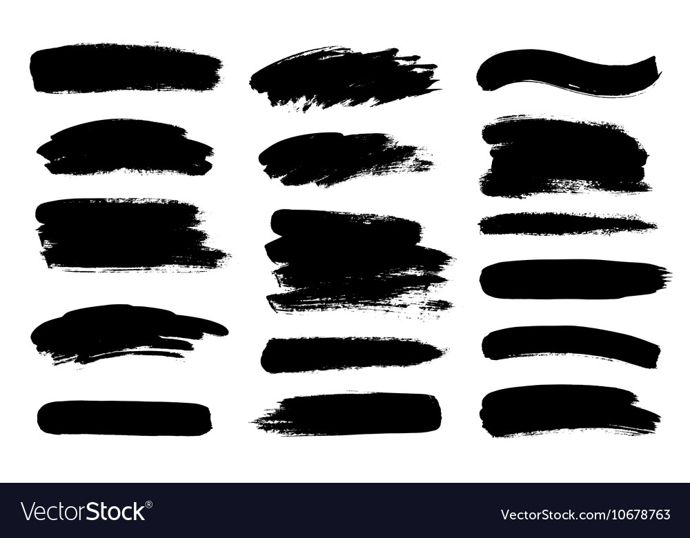 Set of black paint ink brush strokes brushes Vector Image