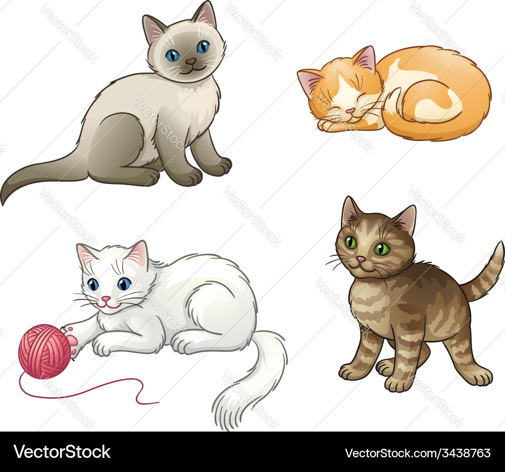 Set of pretty kittens eps10 Royalty Free Vector Image