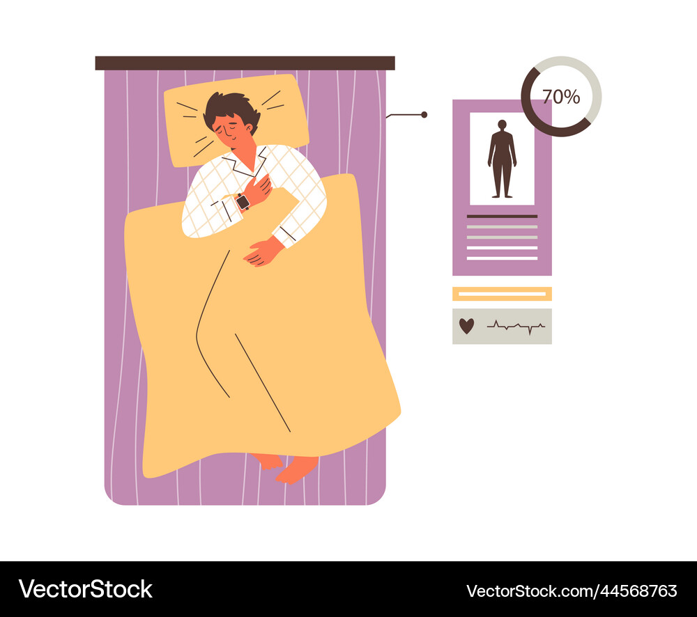 Sleep tracker device monitoring slumber flat Vector Image