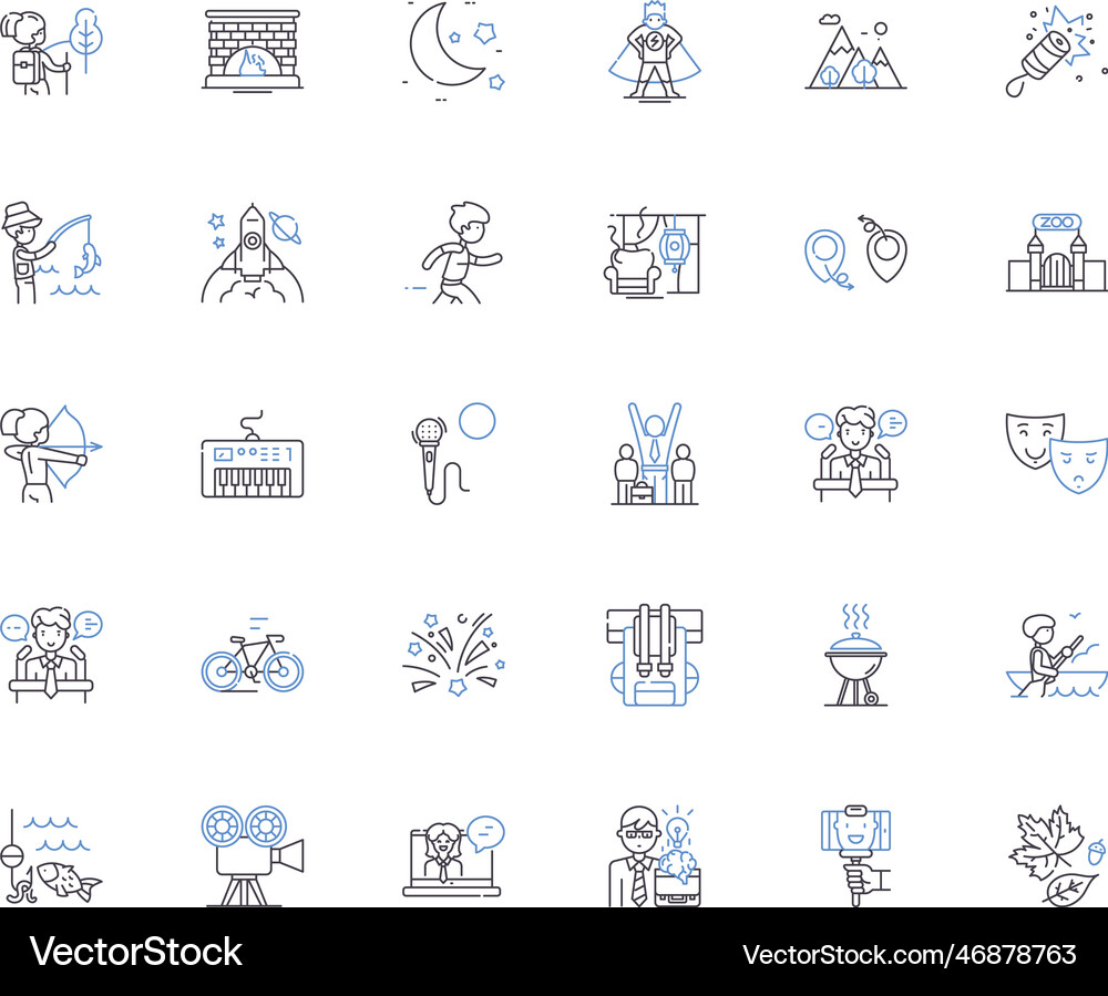 Thrill line icons collection adventure Royalty Free Vector