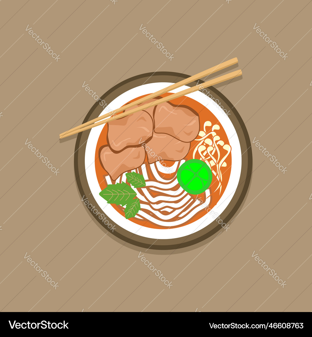 Vietnamese pho noodle soup - delicious Royalty Free Vector