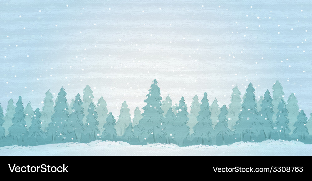 Vintage winter noontime forest landscape Vector Image