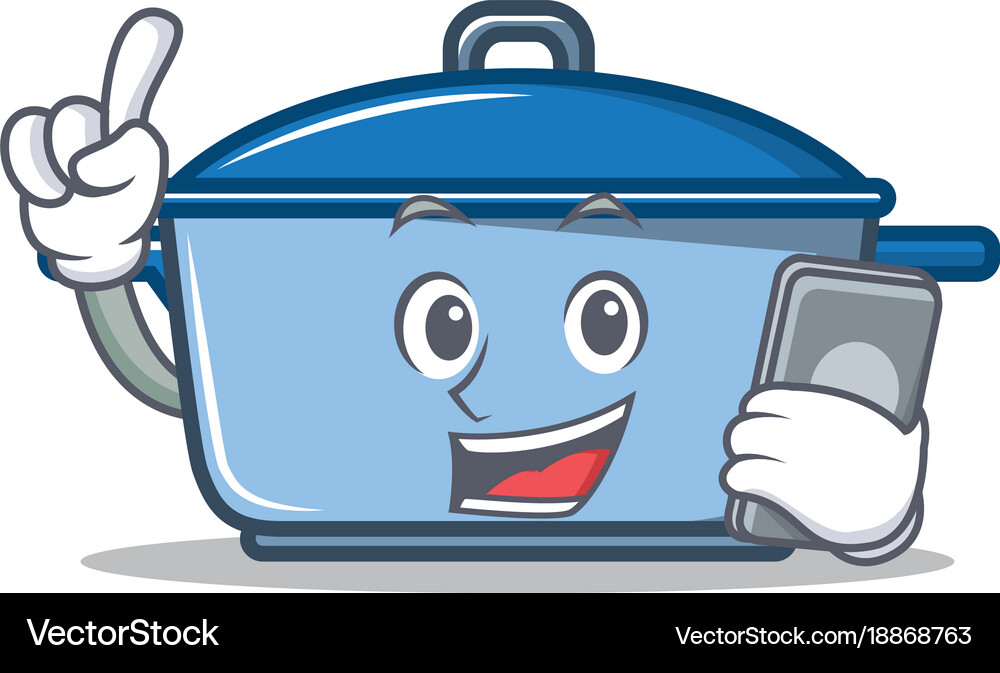 With phone kitchen character cartoon style Vector Image