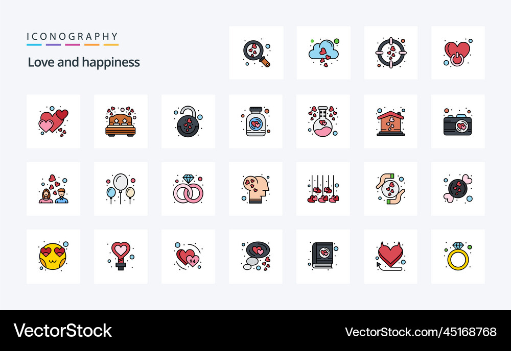25 love line filled style icon pack Royalty Free Vector