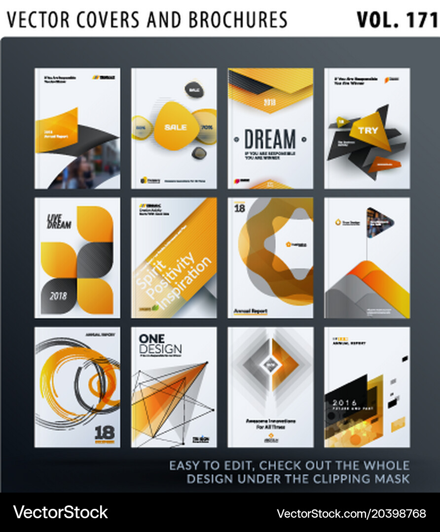 Creative design of brochure set abstract annual Vector Image