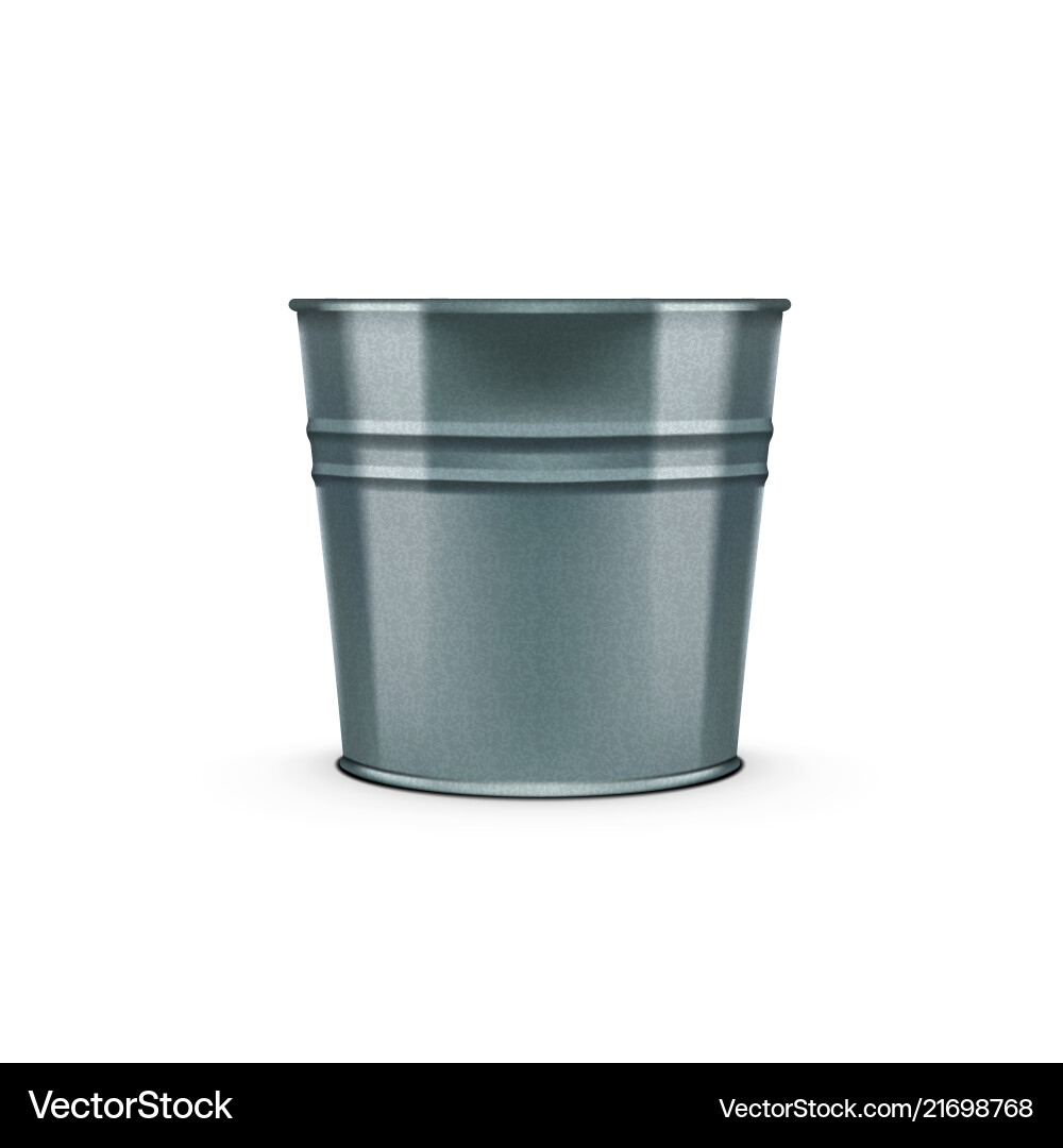 Empty glossy metal bucket isolated on white Vector Image