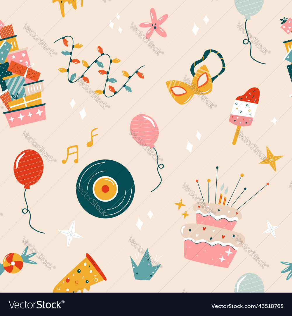 Festive seamless pattern with holiday elements Vector Image