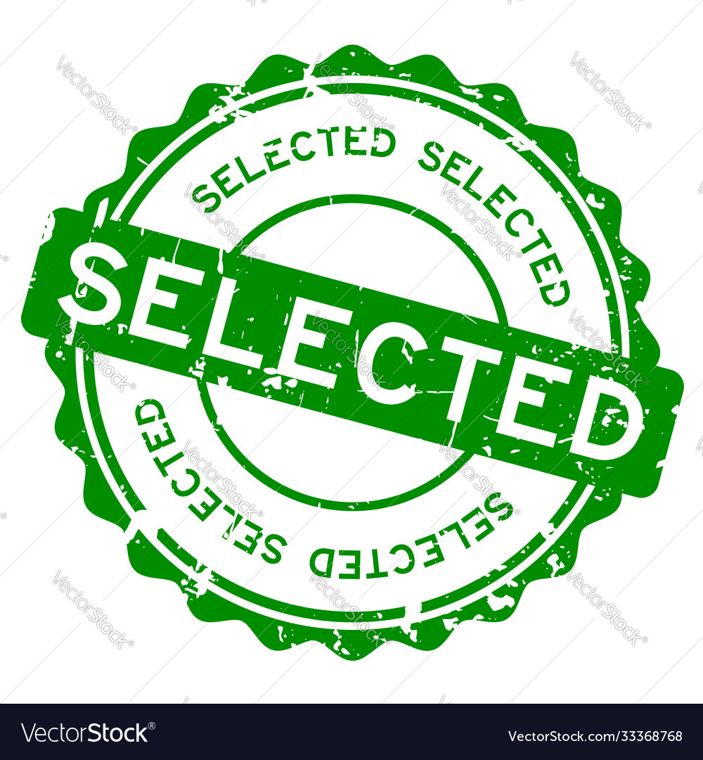 Grunge green selected wording round rubber seal Vector Image