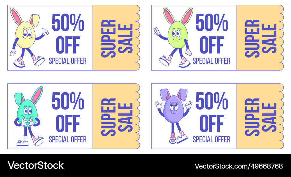 Happy easter spring holiday retro groovy cartoon Vector Image