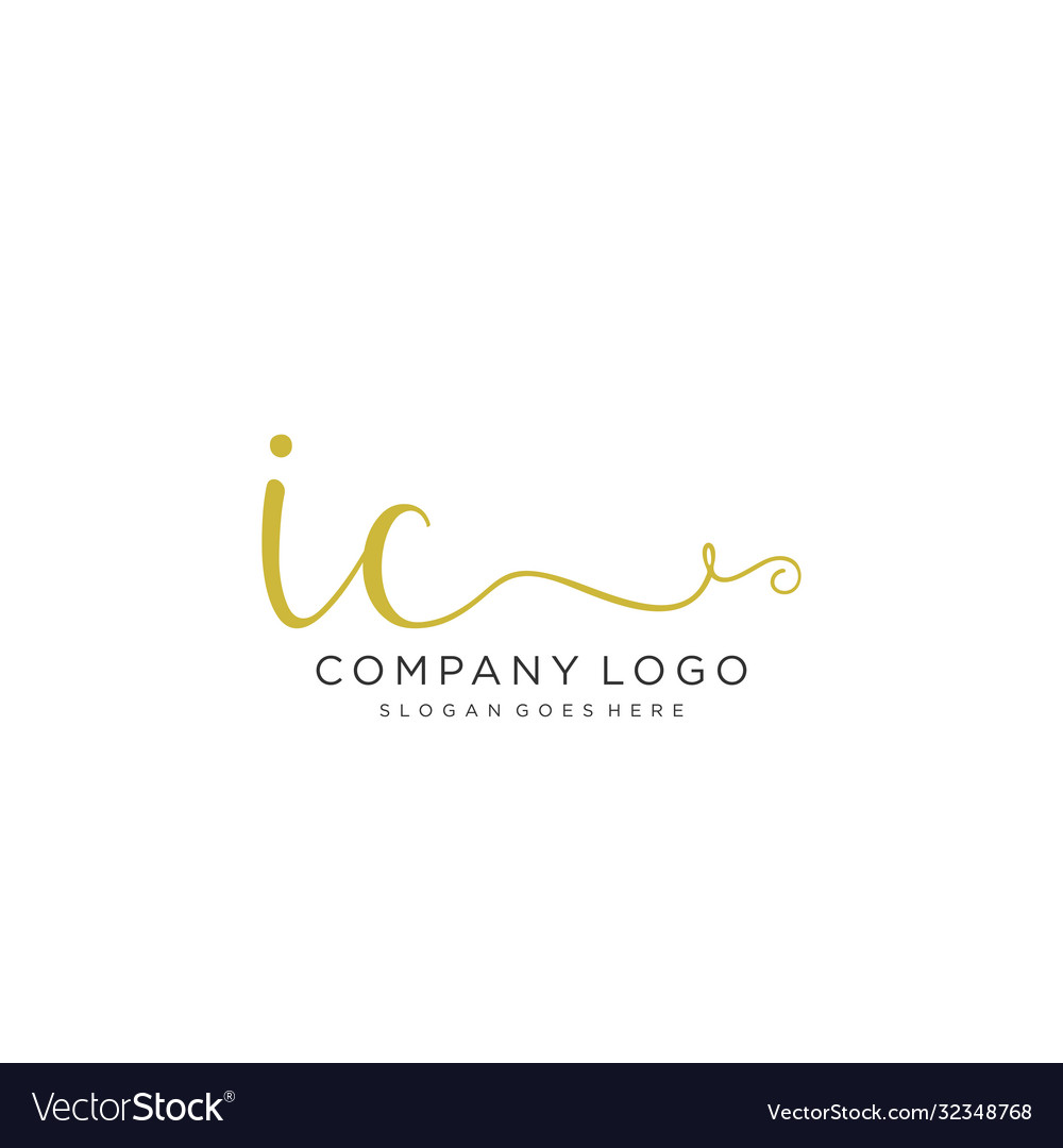 Ic initial handwriting logo design Royalty Free Vector Image