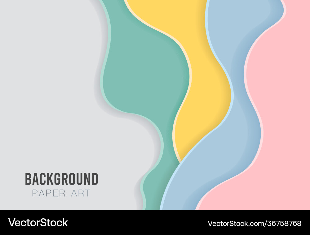 Paper art style cartoon background abstract waves Vector Image