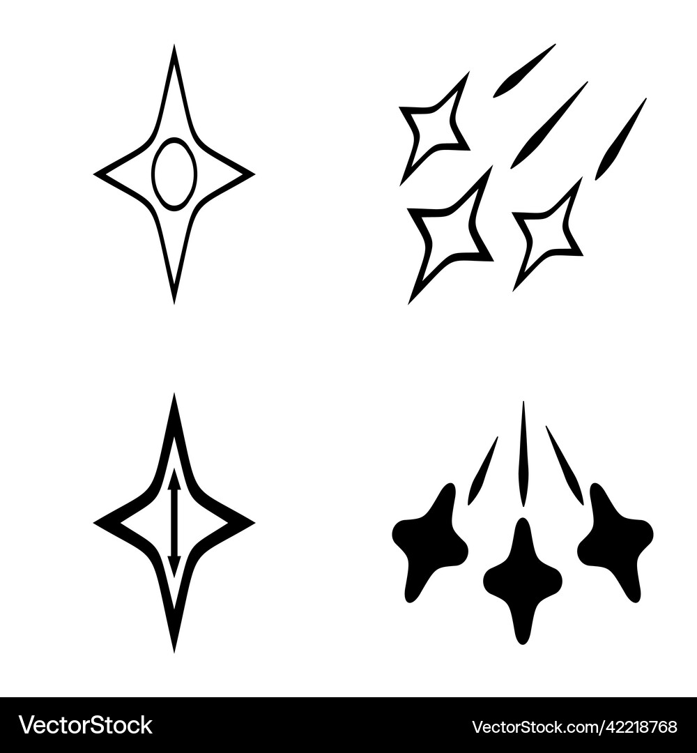 Rhombic star3 flat icon set isolated on white Vector Image