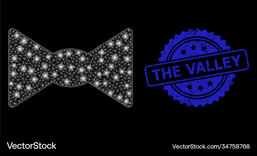 Rubber the valley stamp and glossy mesh bow tie Vector Image