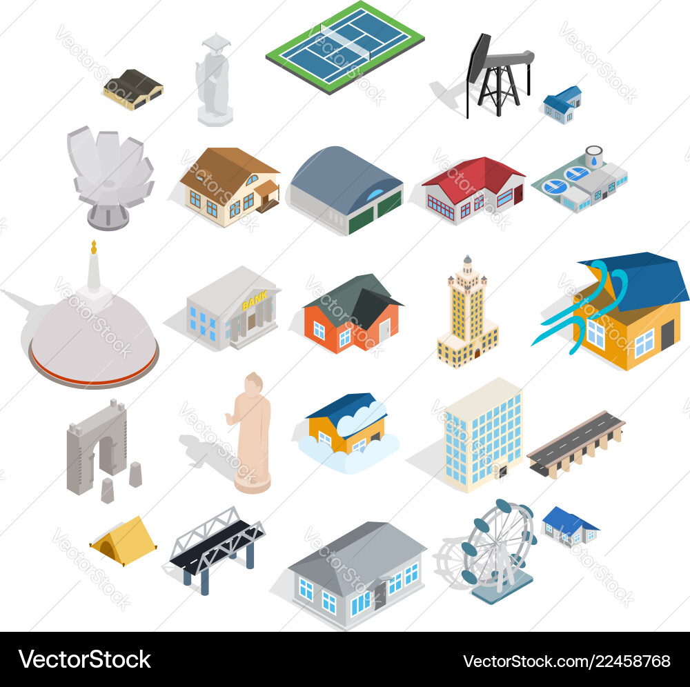 Storehouse icons set isometric style Royalty Free Vector