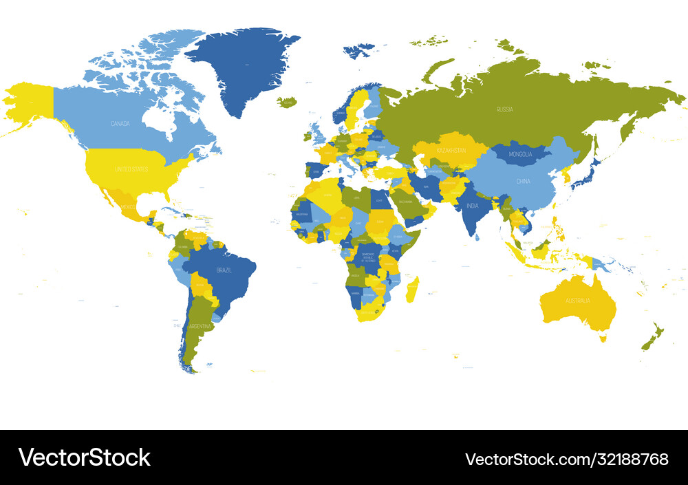 World map high detailed political Royalty Free Vector Image