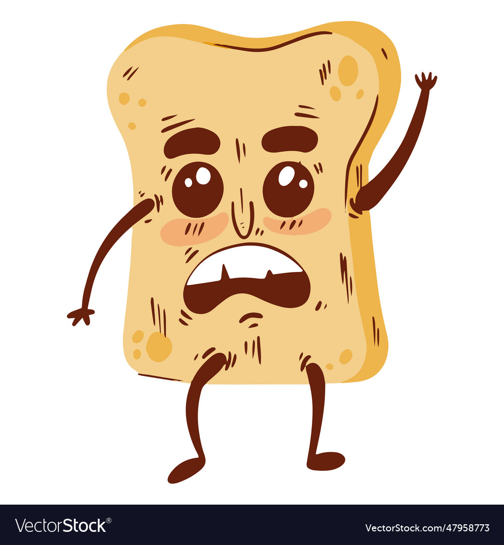 Bread slice cartoon flat Royalty Free Vector Image