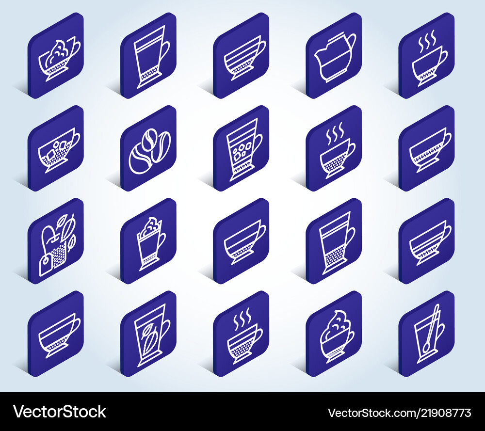 Coffee types and tea icons mocha cappuccino Vector Image