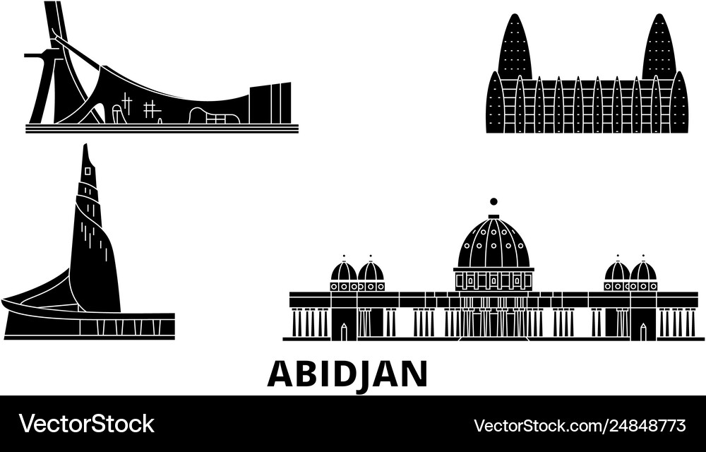 Cote divoire abidjan flat travel skyline set Vector Image