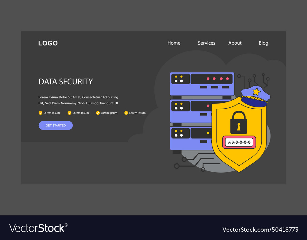 Data security shielded servers and encrypted Vector Image