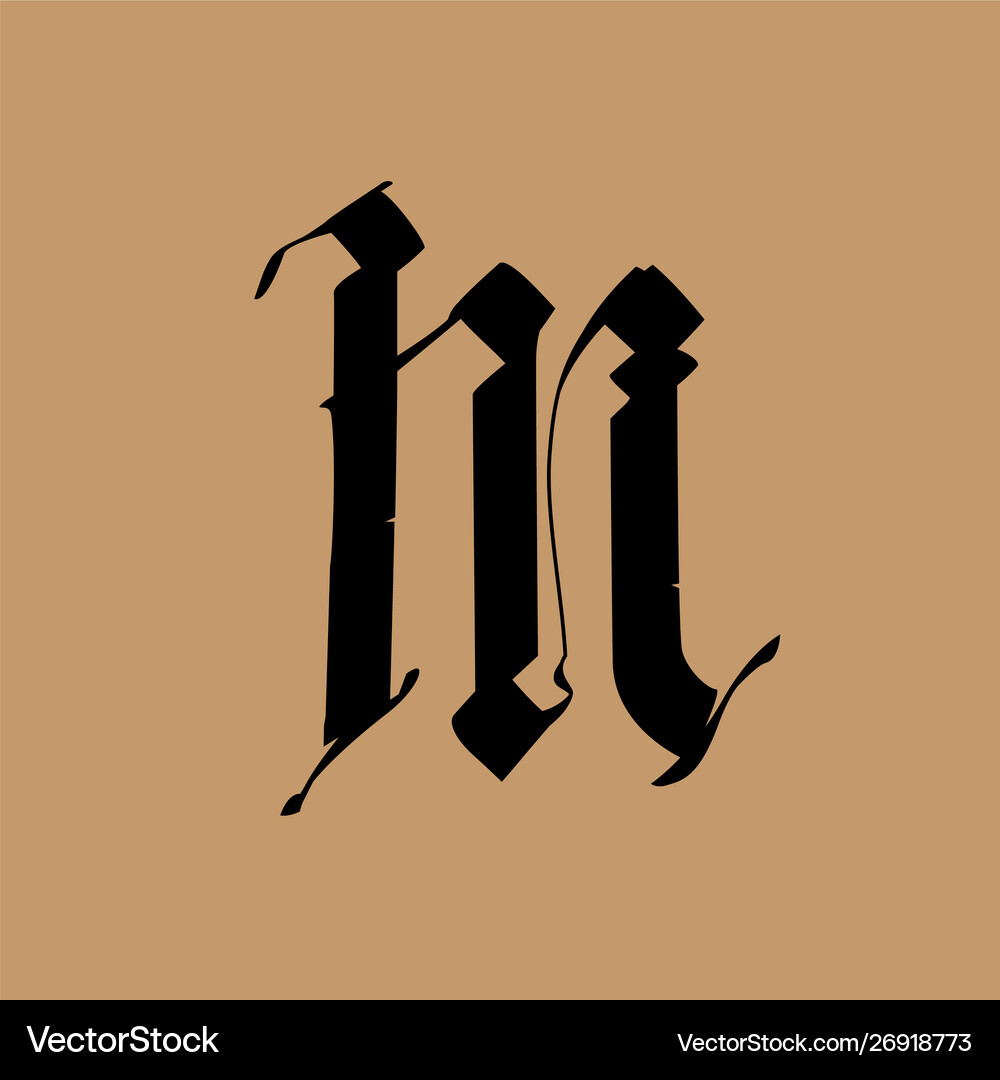 Gothic Letter M Monogram Royalty Free Vector Image