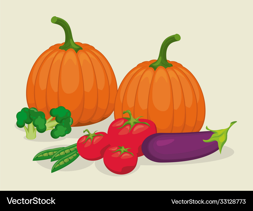 Local fresh vegetables in background color beige Vector Image