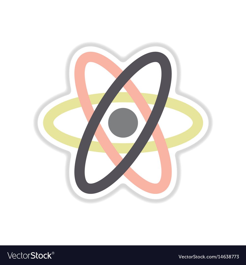 Paper sticker on white background atom Royalty Free Vector